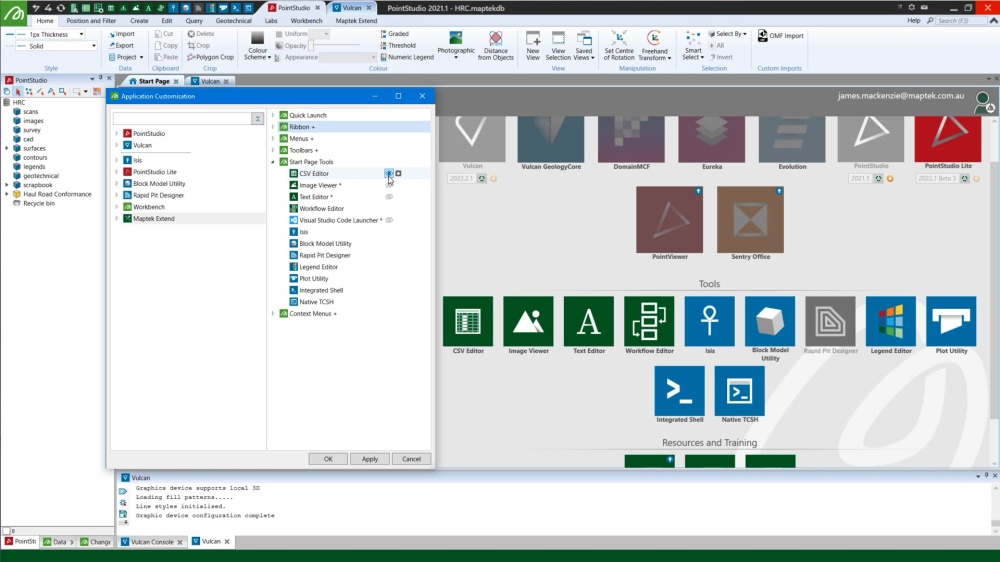 Maptek - Customising the Maptek Workbench
