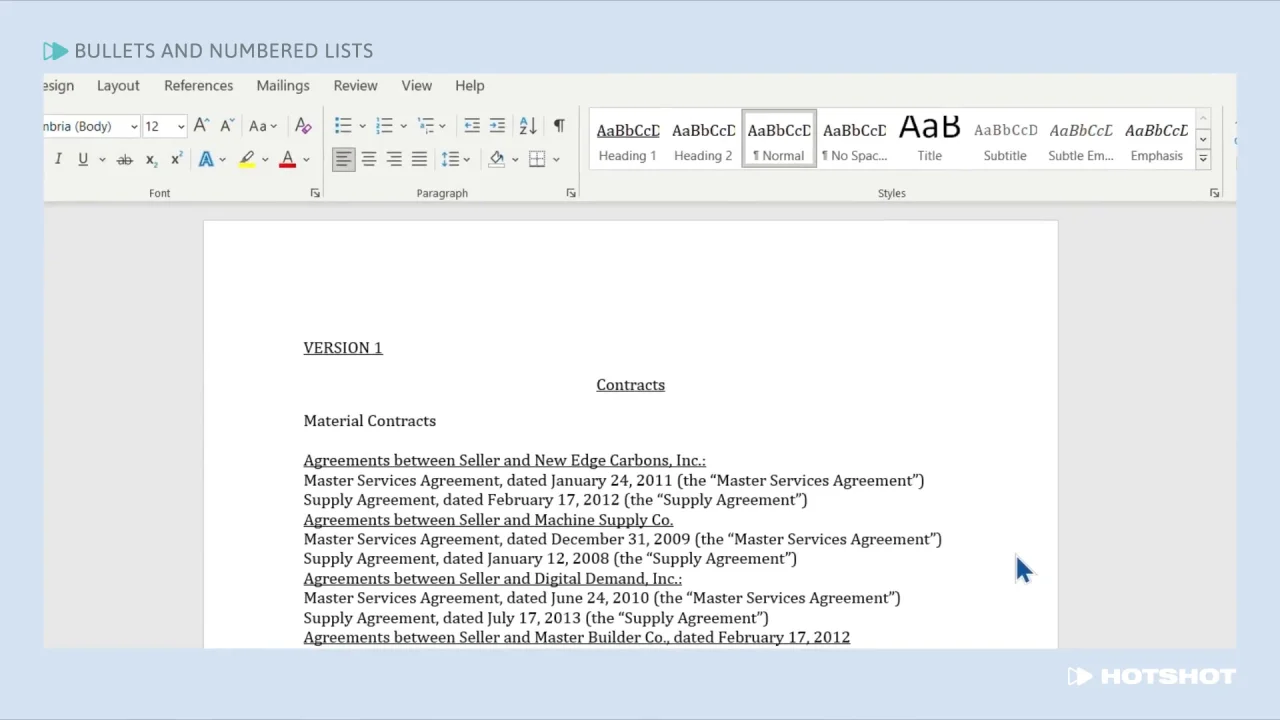 Bullets and Numbered Lists - Microsoft Word for Lawyers