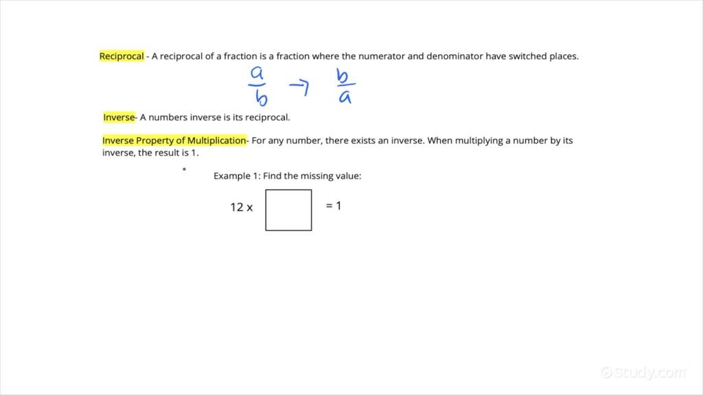 Using the Inverse Property of Multiplication | Algebra | Study.com