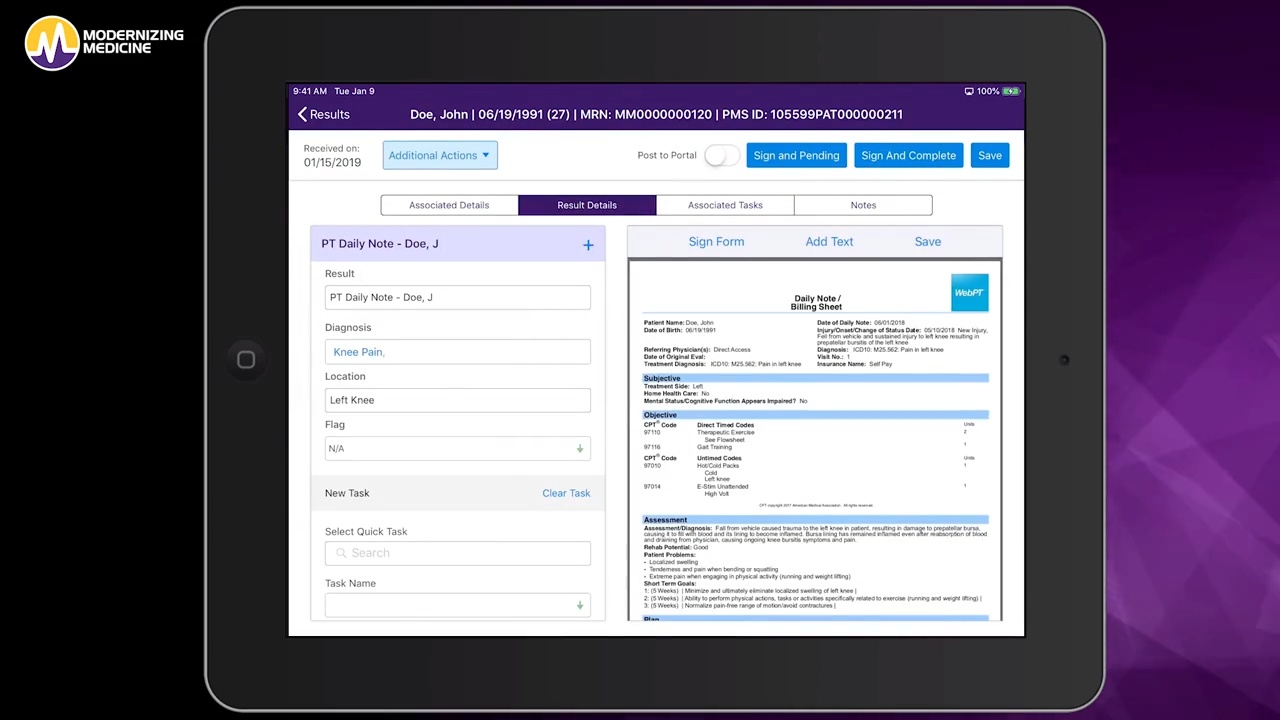 Receive Therapy Notes with the WebPT Physical Therapy Interface