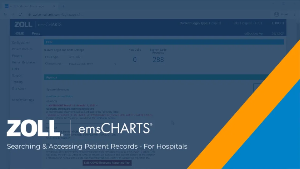 Searching & Accessing Patient Records for Hospitals - emsCharts Videos