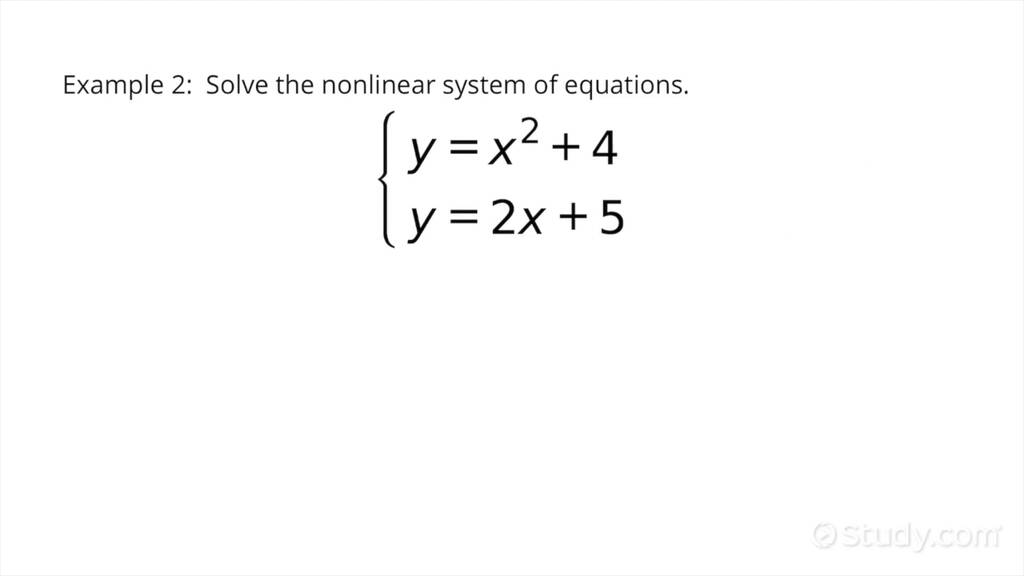 Solving Non-linear Systems of Parabola and Line | Algebra | Study.com