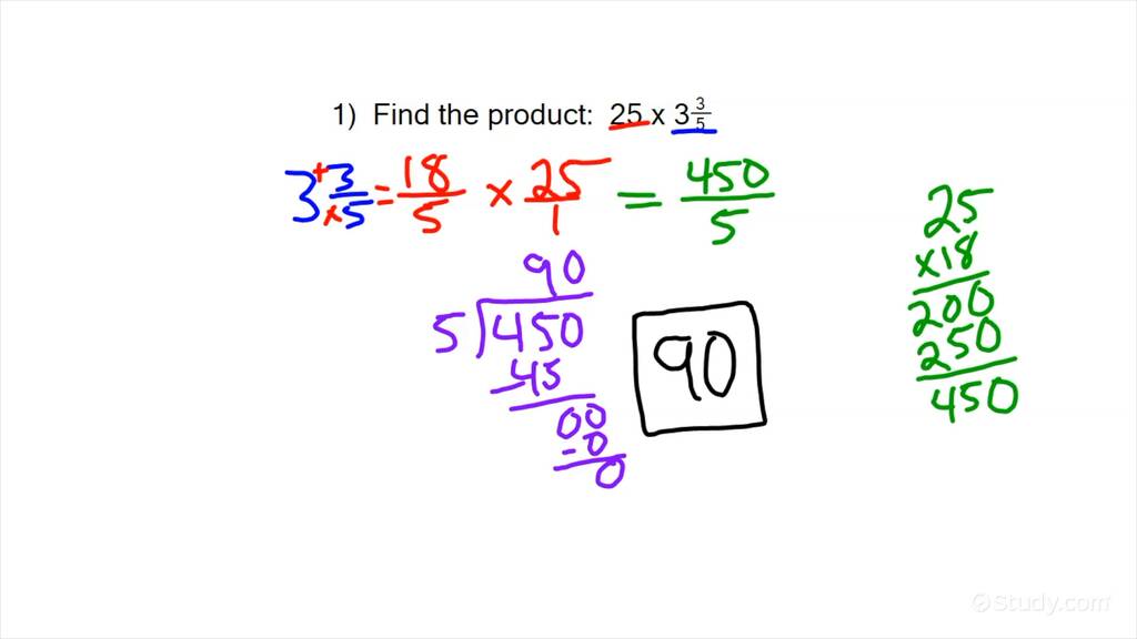 Multiplying a Mixed Number and a Whole Number with Whole Number ...
