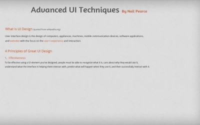 Advanced UI Techniques - Principles of UI design