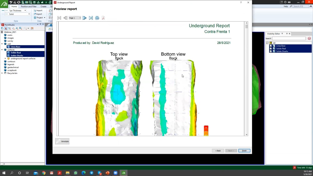 Maptek - PointStudio Underground Reporting