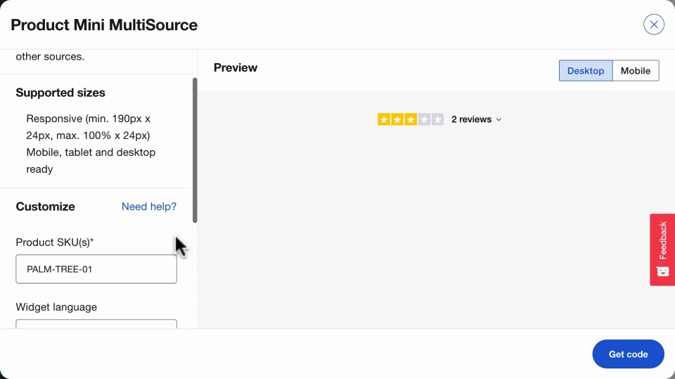 Add a product review TrustBox widget
