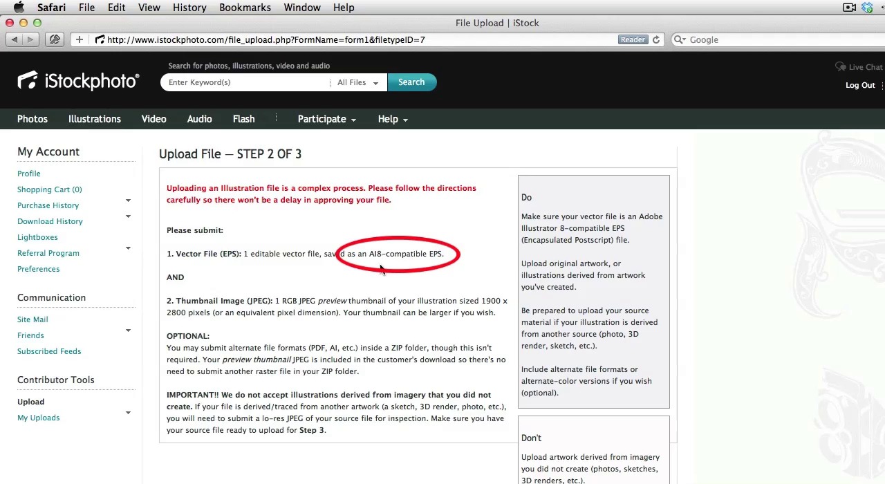 Producing and Selling Vector Stock - Uploading Files