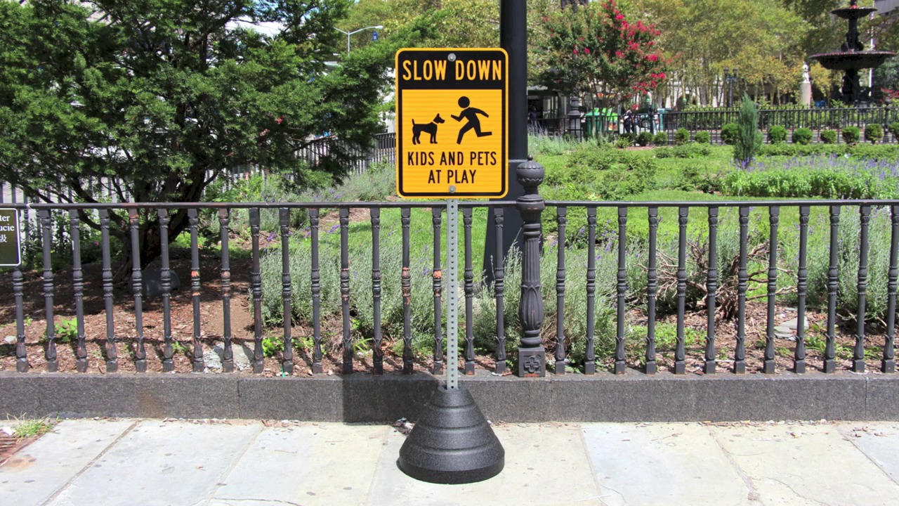 Recycled Rubber Sign Base with Round 2-3/8 in. Post Hole - 18 in. D X ...