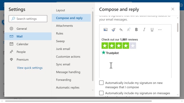 Add a TrustBox Signature widget to your emails