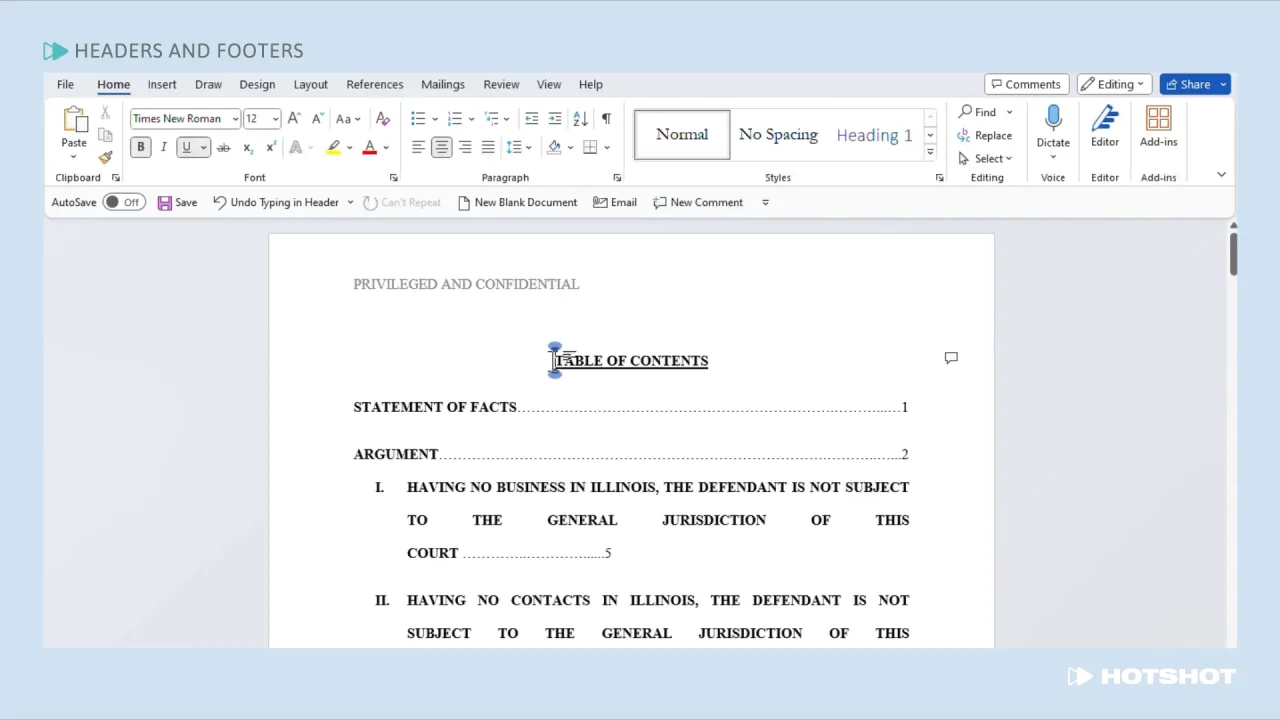 Headers and Footers - Microsoft Word for Lawyers