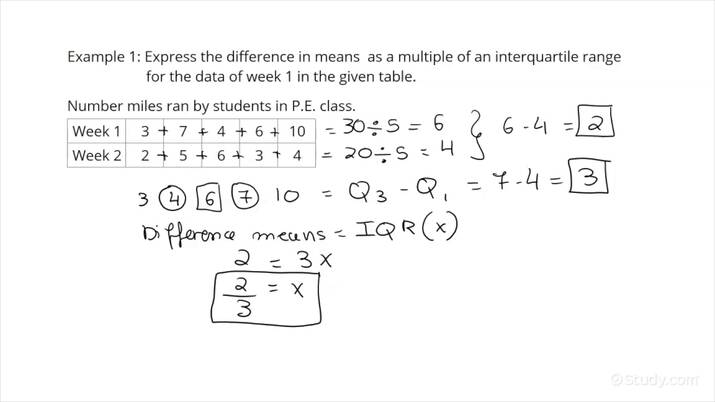 Expressing the Difference Between Centers of Data as a Multiple of a ...