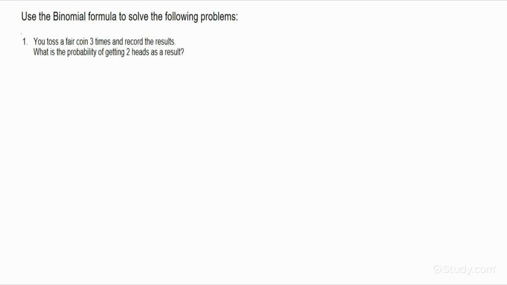 Using the Binomial Formula to Solve a Basic Word Problem | Algebra ...