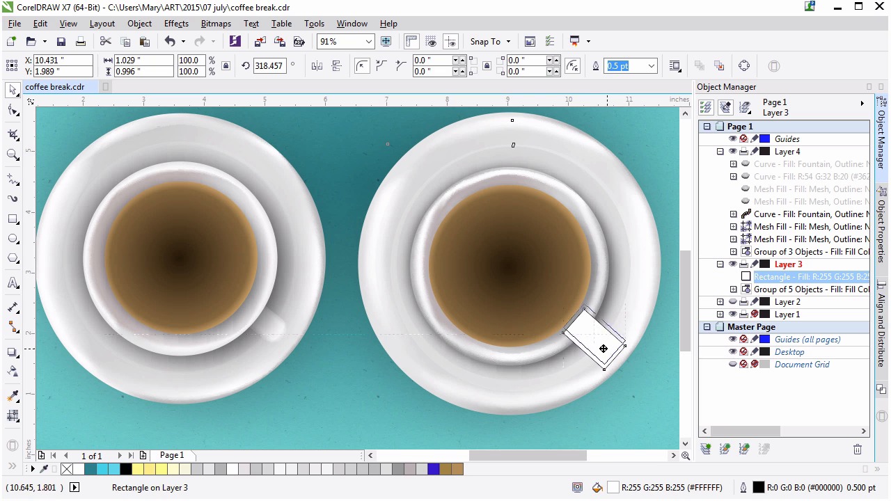 Advanced Techniques in CorelDRAW - Creating Additional Elements for the Cup