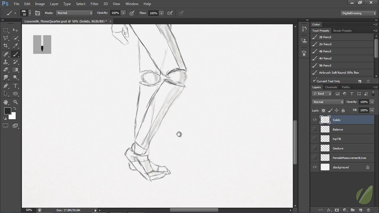 Digital Figure Drawing: Beyond the Basics - Three Quarter View