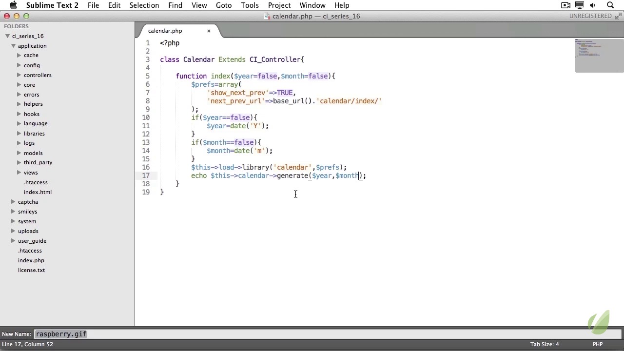 CodeIgniter Essentials - Setting up a Calendar