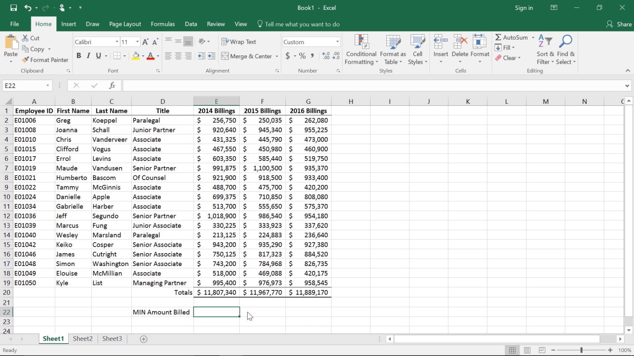 MIN and MAX Functions - Excel & Data Analysis