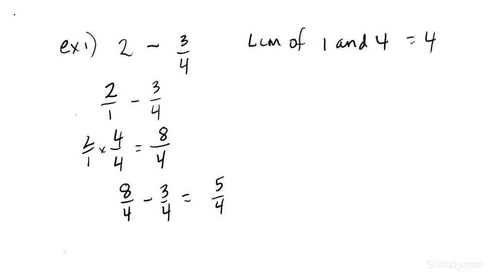 How To Add Or Subtract Whole Numbers Fractions Algebra Study