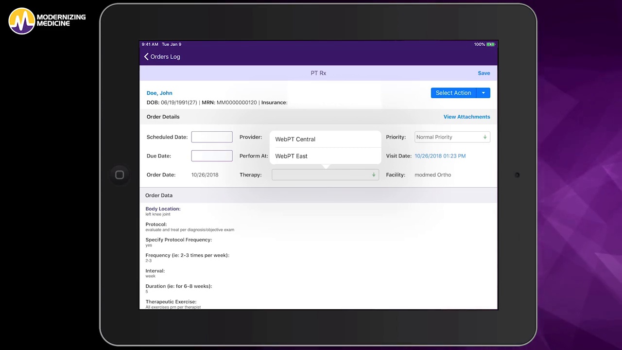 Send Therapy Orders with the WebPT Physical Therapy Interface