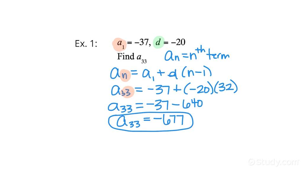 Finding A Specified Term Of An Arithmetic Sequence Given The Common