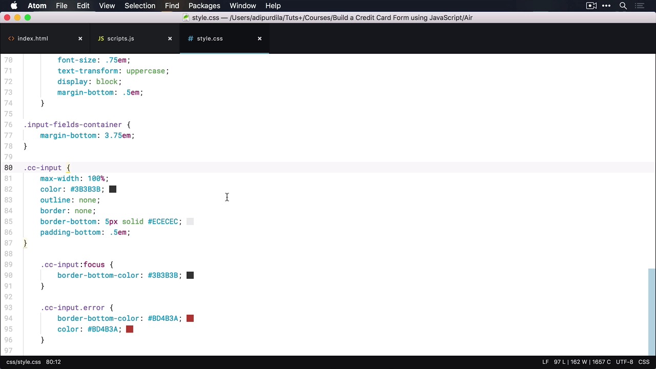 Build a Credit Card Form Using JavaScript - Form Styling