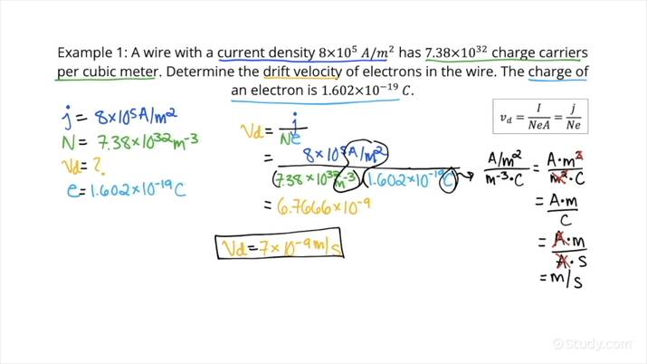 How to Use the Microscopic Model of Current to Find the Drift Velocity ...