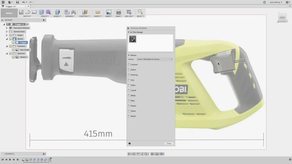 Fusion 360 Help | Introduction to 3D modeling | Managing physical materials and appearances ...