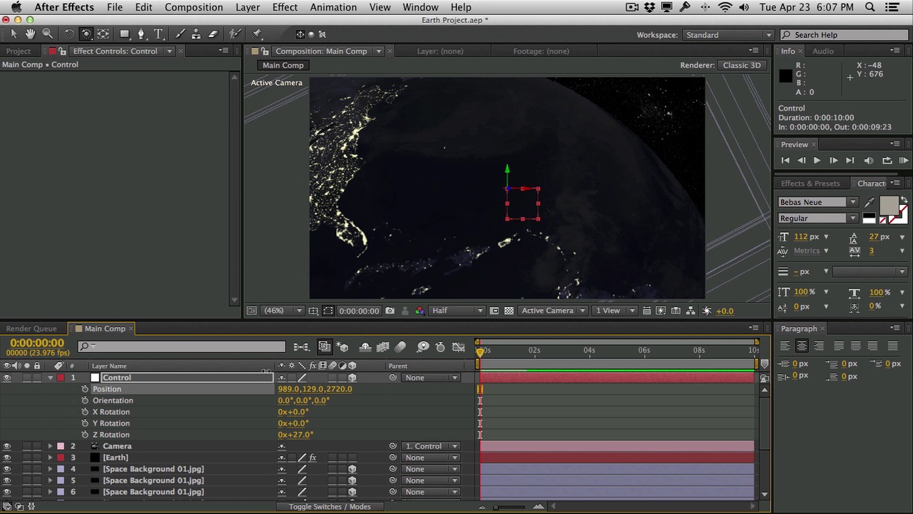 Advanced Motion Graphics - Earth Opener Day 1