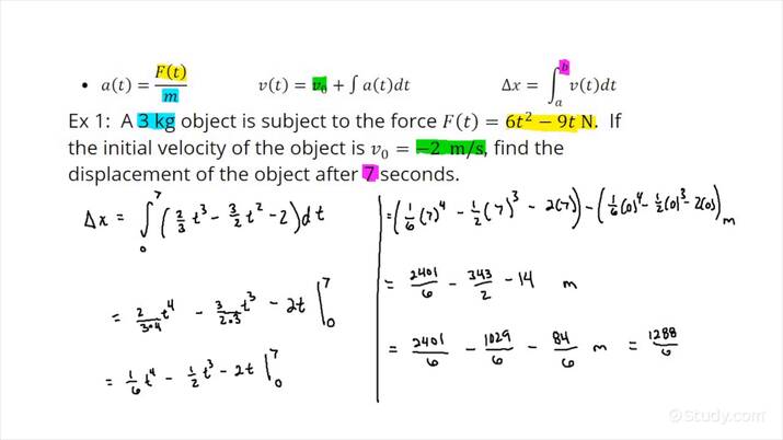Finding the Displacement of an Object Subject to a Non-Constant One ...