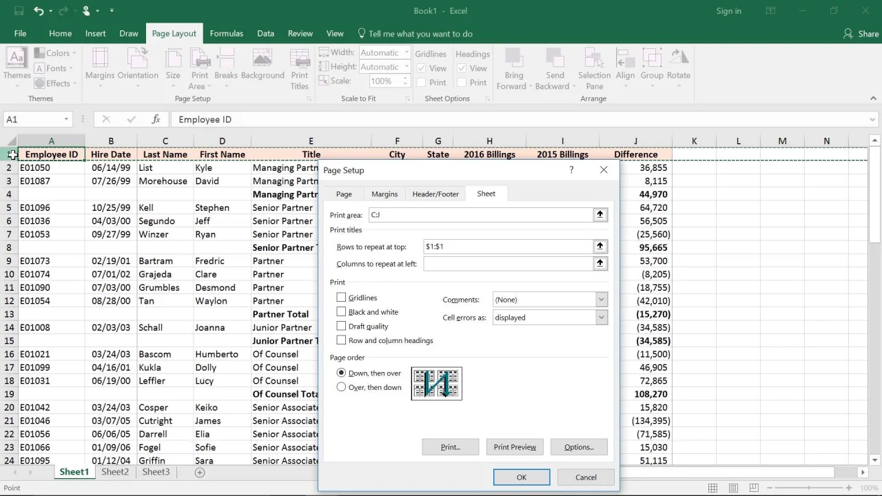 Printing - Excel & Data Analysis