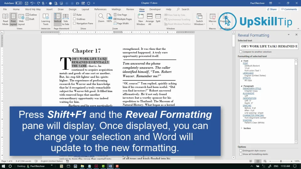 Display Word Formatting