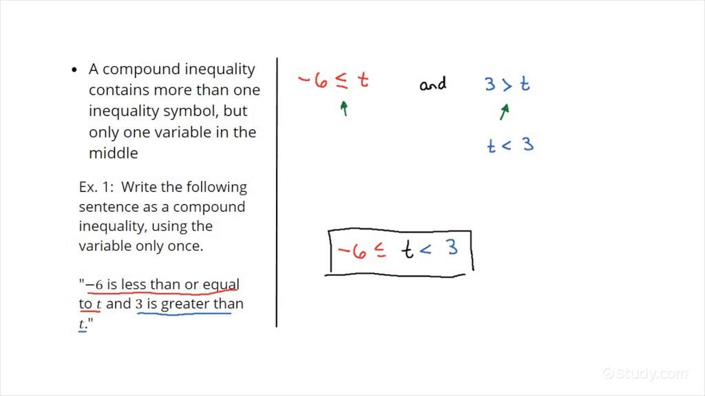 Translating a Sentence into a Compound Inequality | Geometry | Study.com