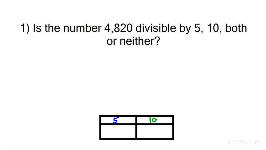Using the Divisibility Tests for 5 & 10 | Algebra | Study.com