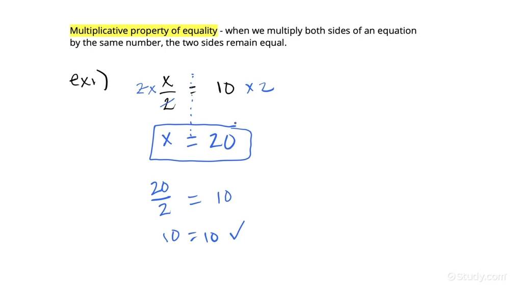 Using The Multiplicative Property Of Equality With Whole Numbers