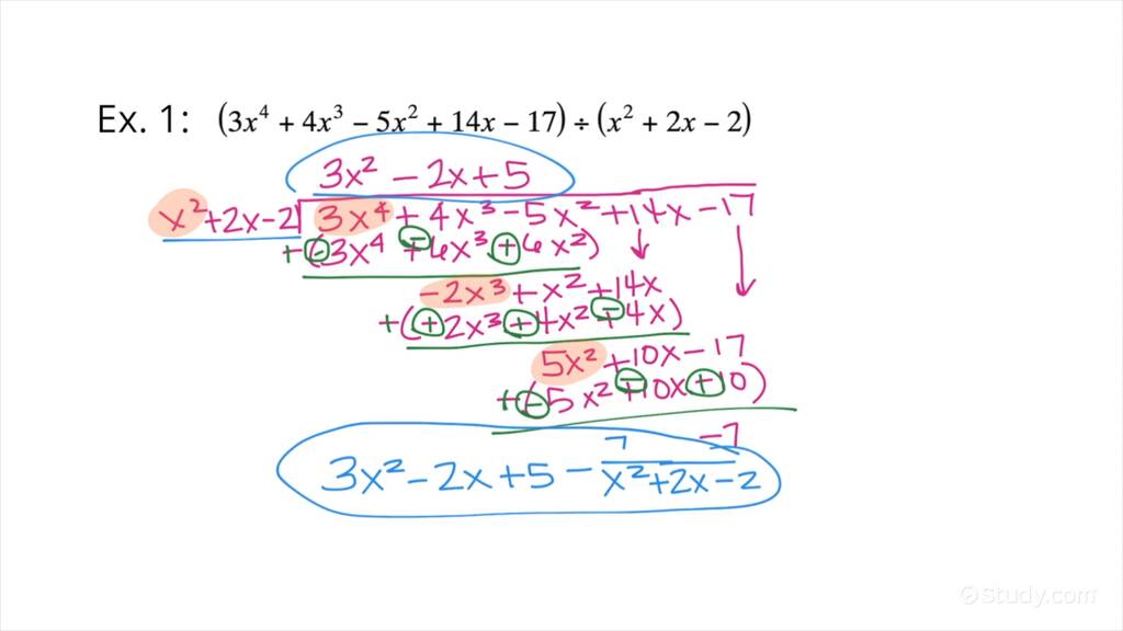 How To Do Polynomial Long Division With Trinomials Algebra Study