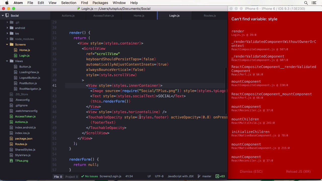 Build a Social App With React Native - Create the Login Screen