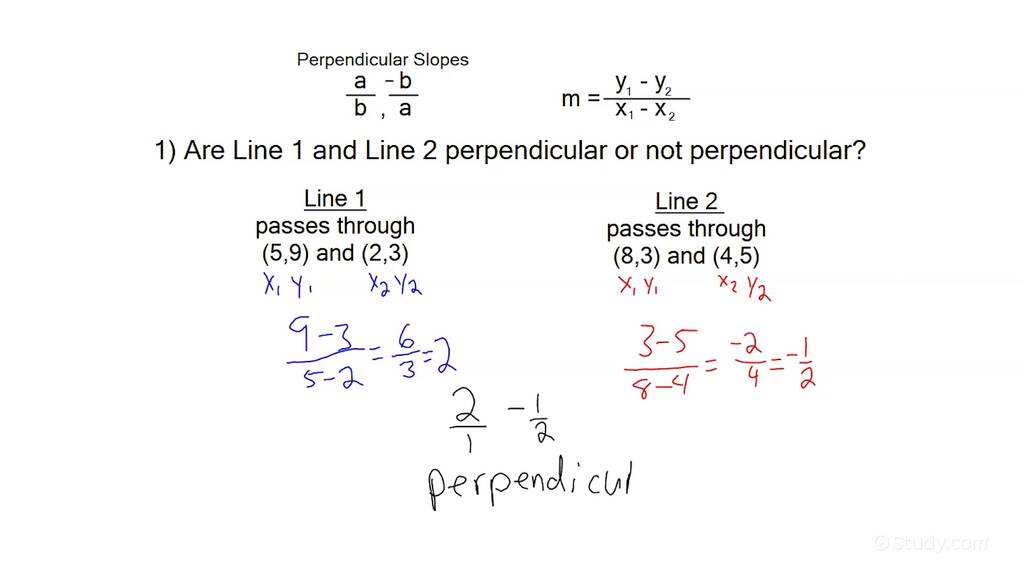 How to Identify Perpendicular Lines from Coordinates | Geometry | Study.com