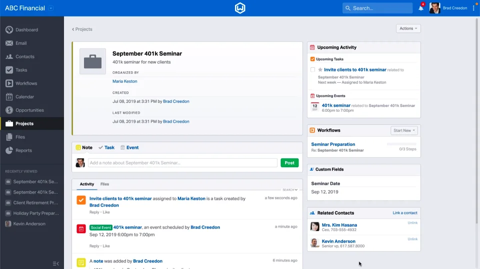 Project Management | Wealthbox CRM