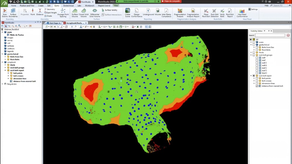 Maptek - PointStudio – Visualización y Análisis de Pernos en 3D