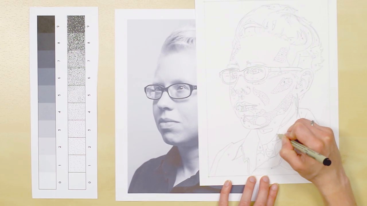 The Art of Pointillism Portraits - Ink the Even Values in the Face
