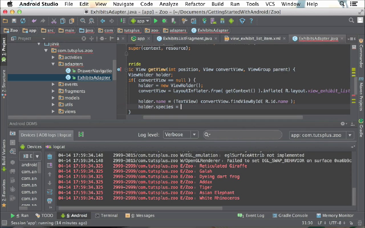 Getting Started With Android - Creating the Exhibits List