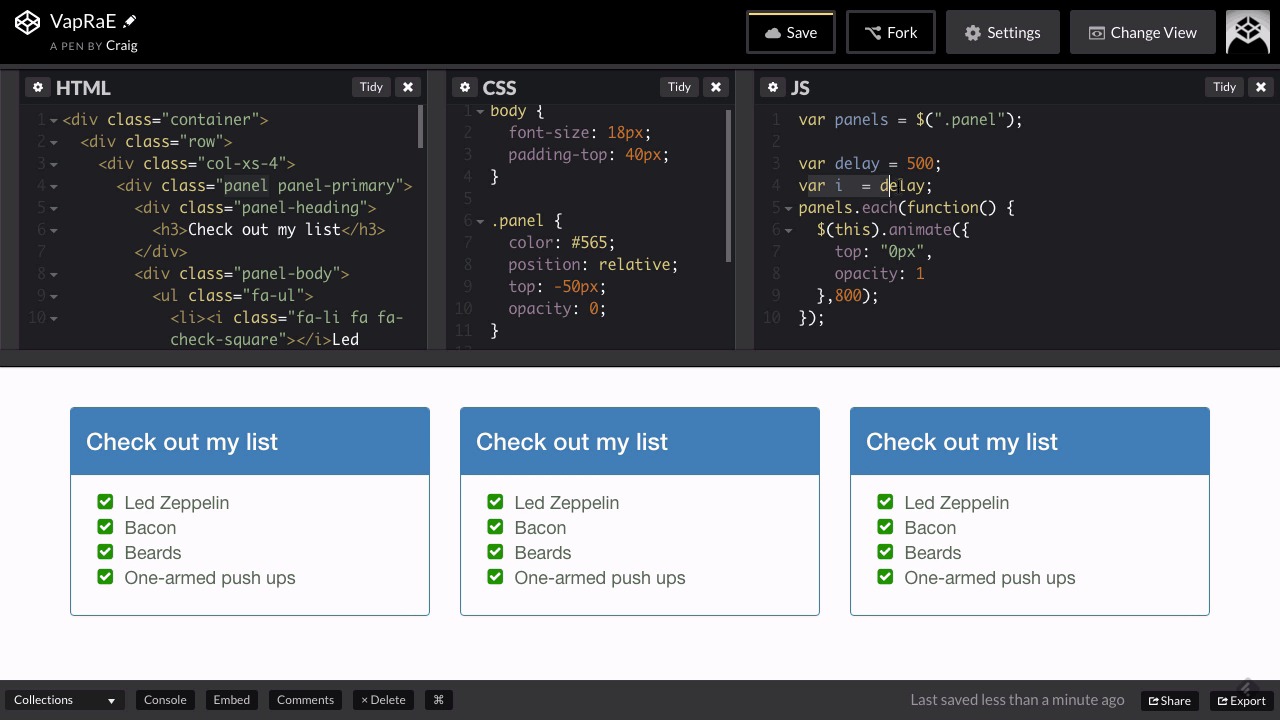 Practical Web Animation - Panels and Bullets