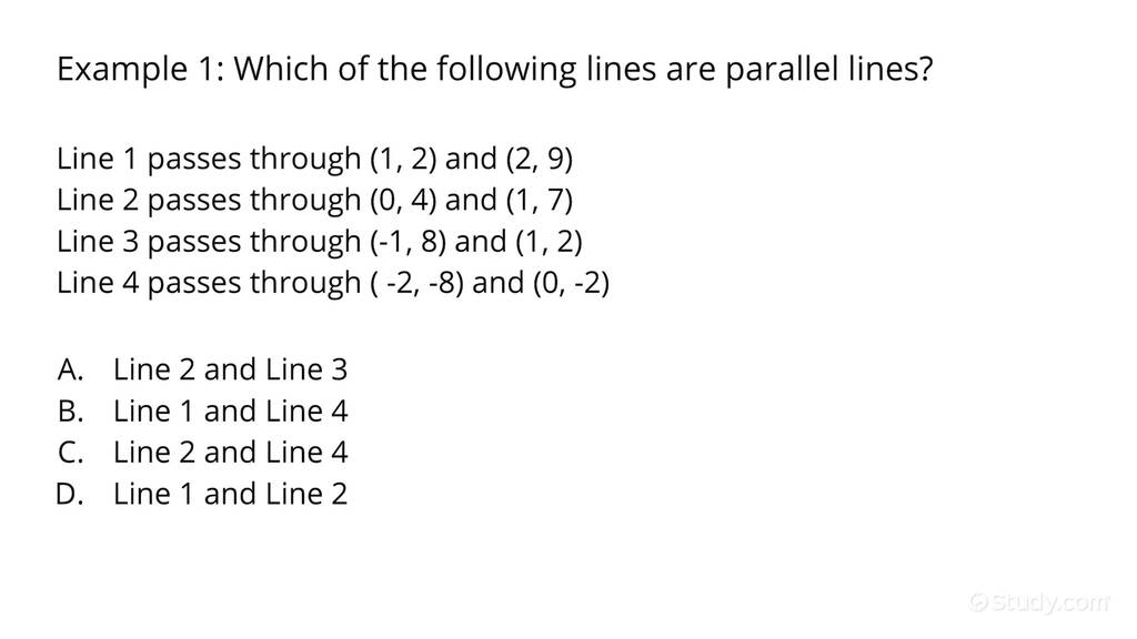 How to Identify Parallel Lines from Coordinates | Geometry | Study.com