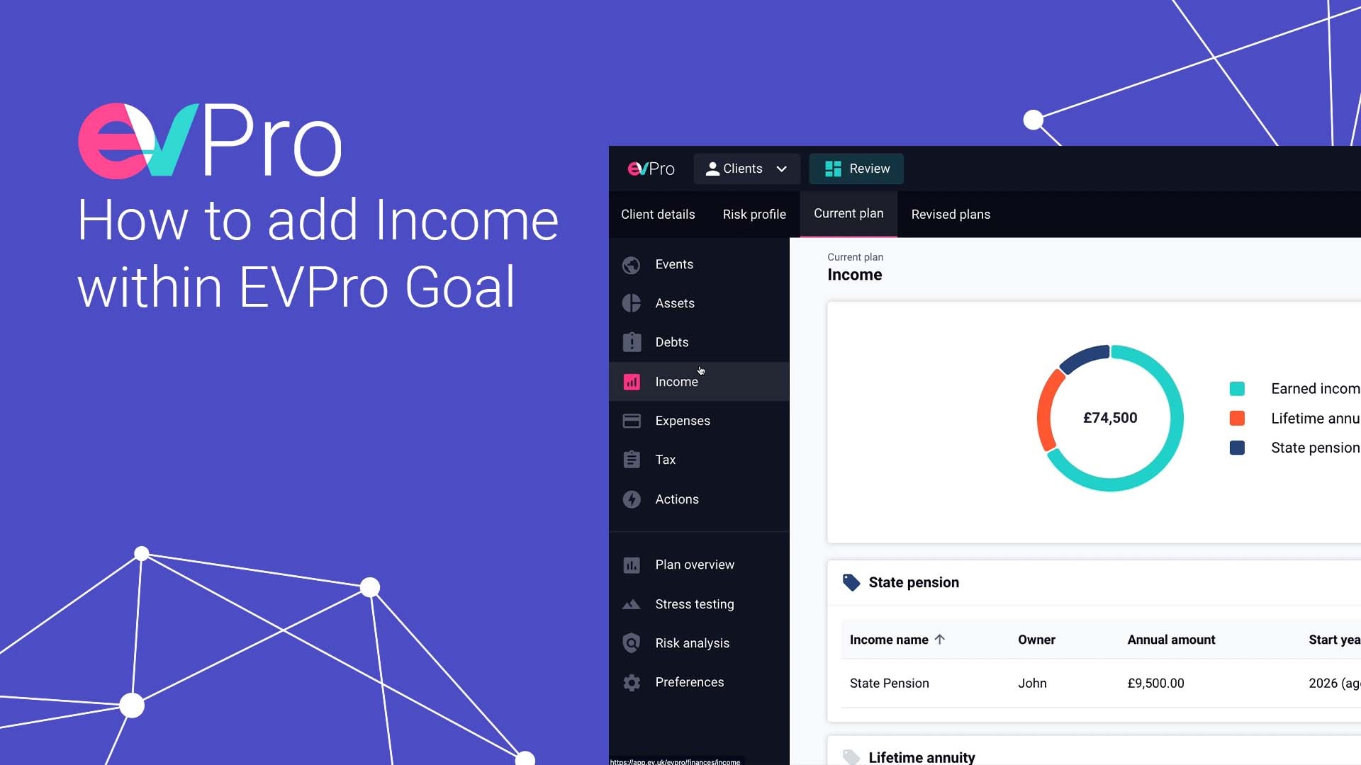 How to add Income within EVPro Goal