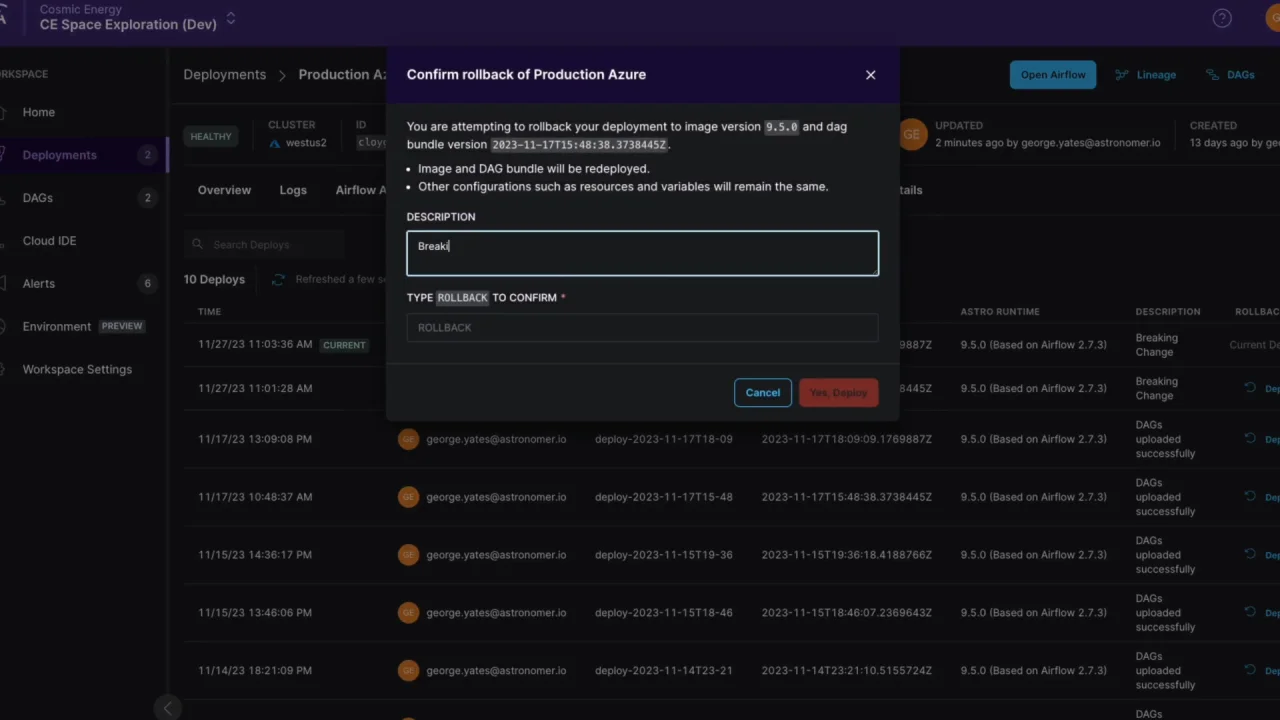 Run Airflow Confidently with Deployment Rollbacks