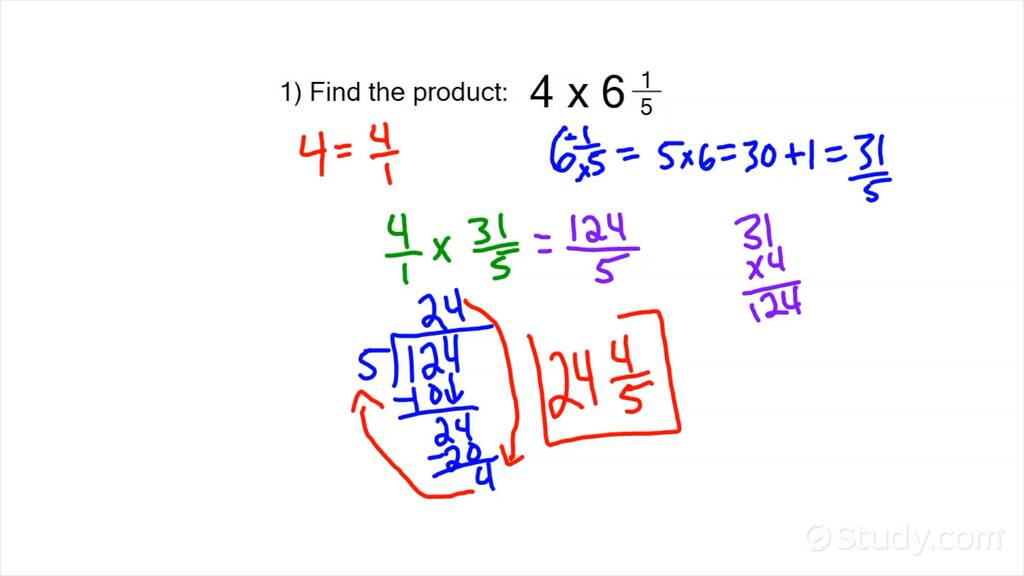 Multiplying a Mixed Number and Whole Number with Mixed Number Solutions ...