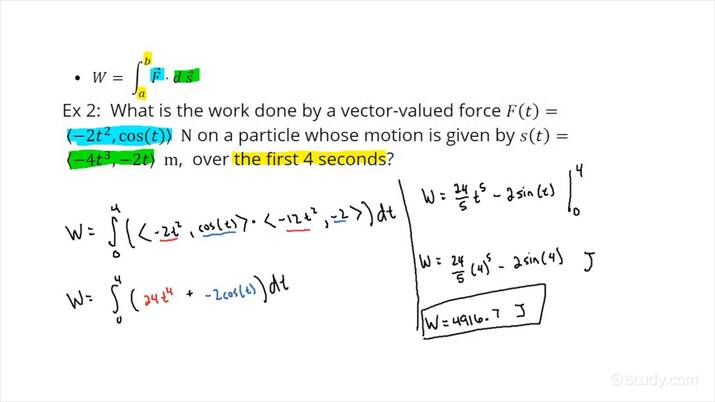 How To Calculate Work Done On An Object With A Given Vector Valued Displacement And Vector Valued 