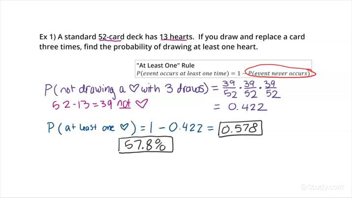 Finding The Probability Of At Least One Events Statistics And Probability Study