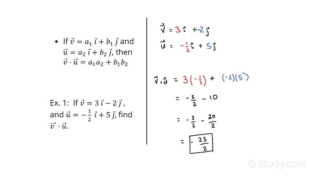 How to Find the Dot Product of Vectors Given in AI+BJ Form ...