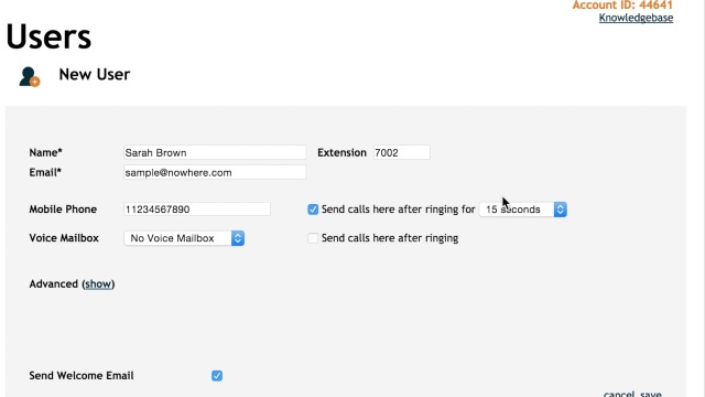 Creating a New User Using OnSIP