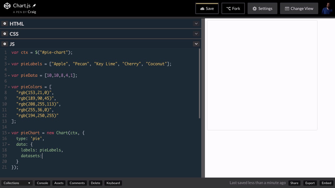 Data Design With Chart.js - Creating a Pie Chart